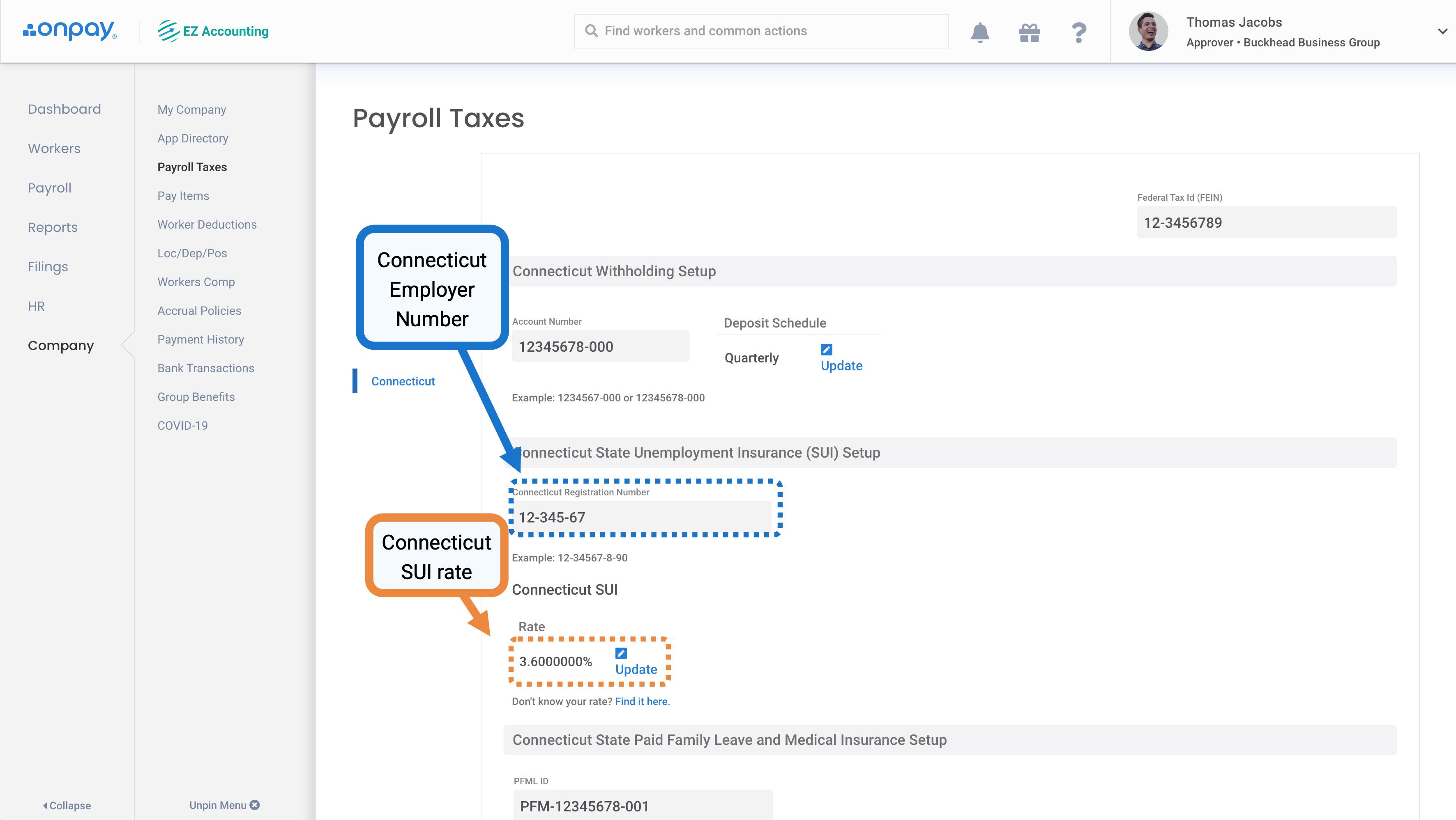 Add or update Connecticut SUI rates in OnPay – Help Center Home