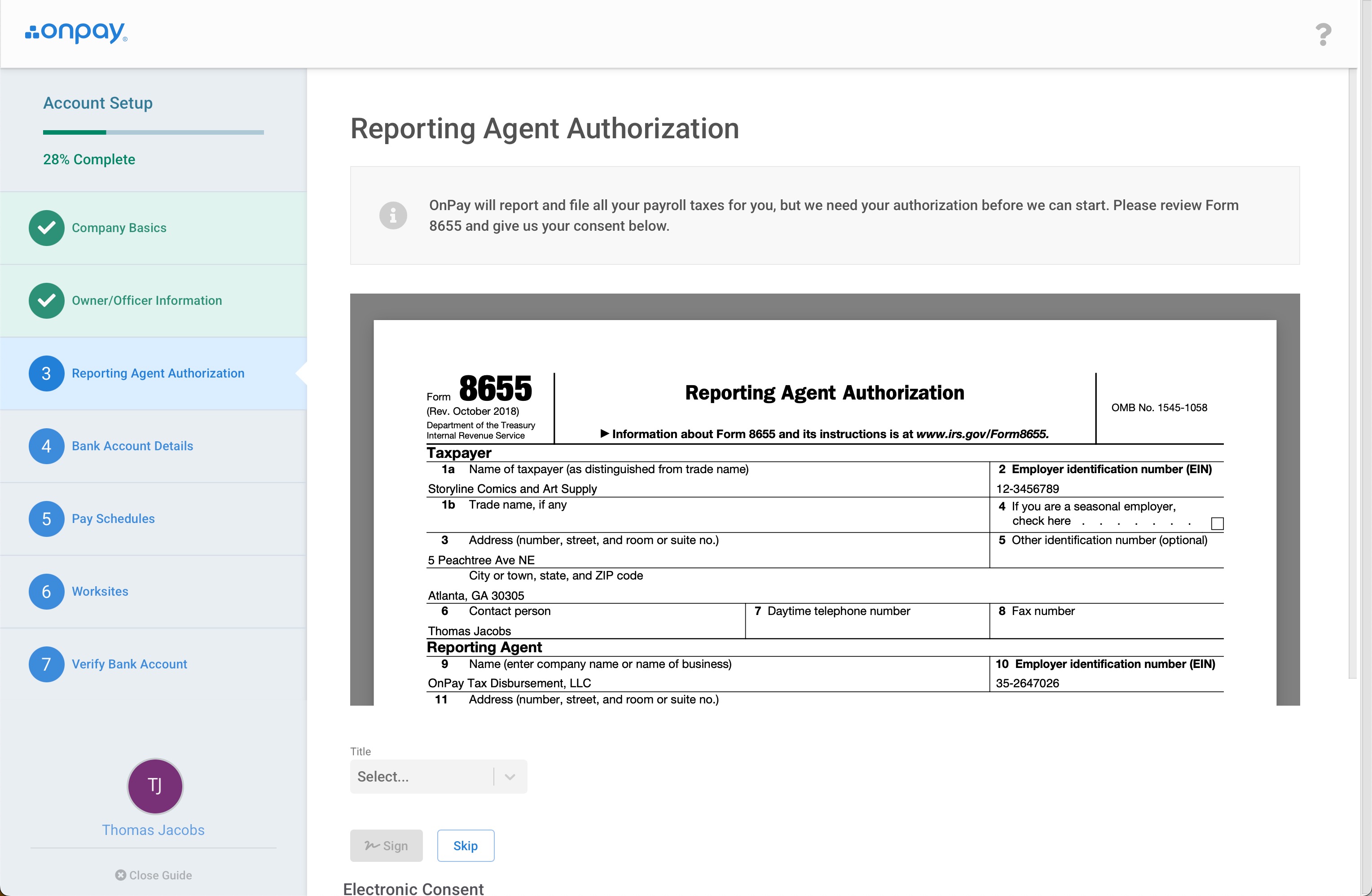 Reporting agent authorization (Form 8655) – Help Center Home